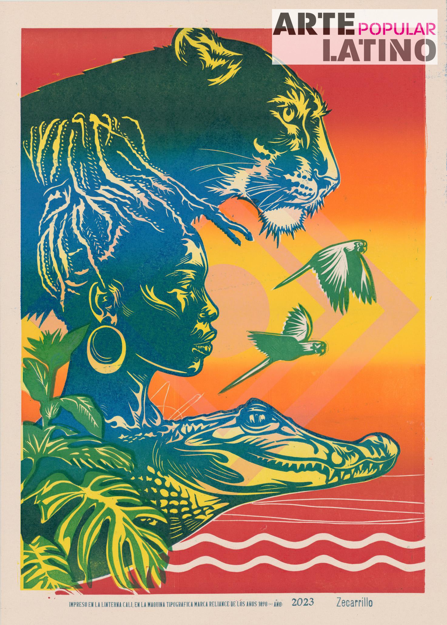 "Afro Caimán", by ZECARRILLO, 2023 - Open Edition, Linoprint, Poster ...